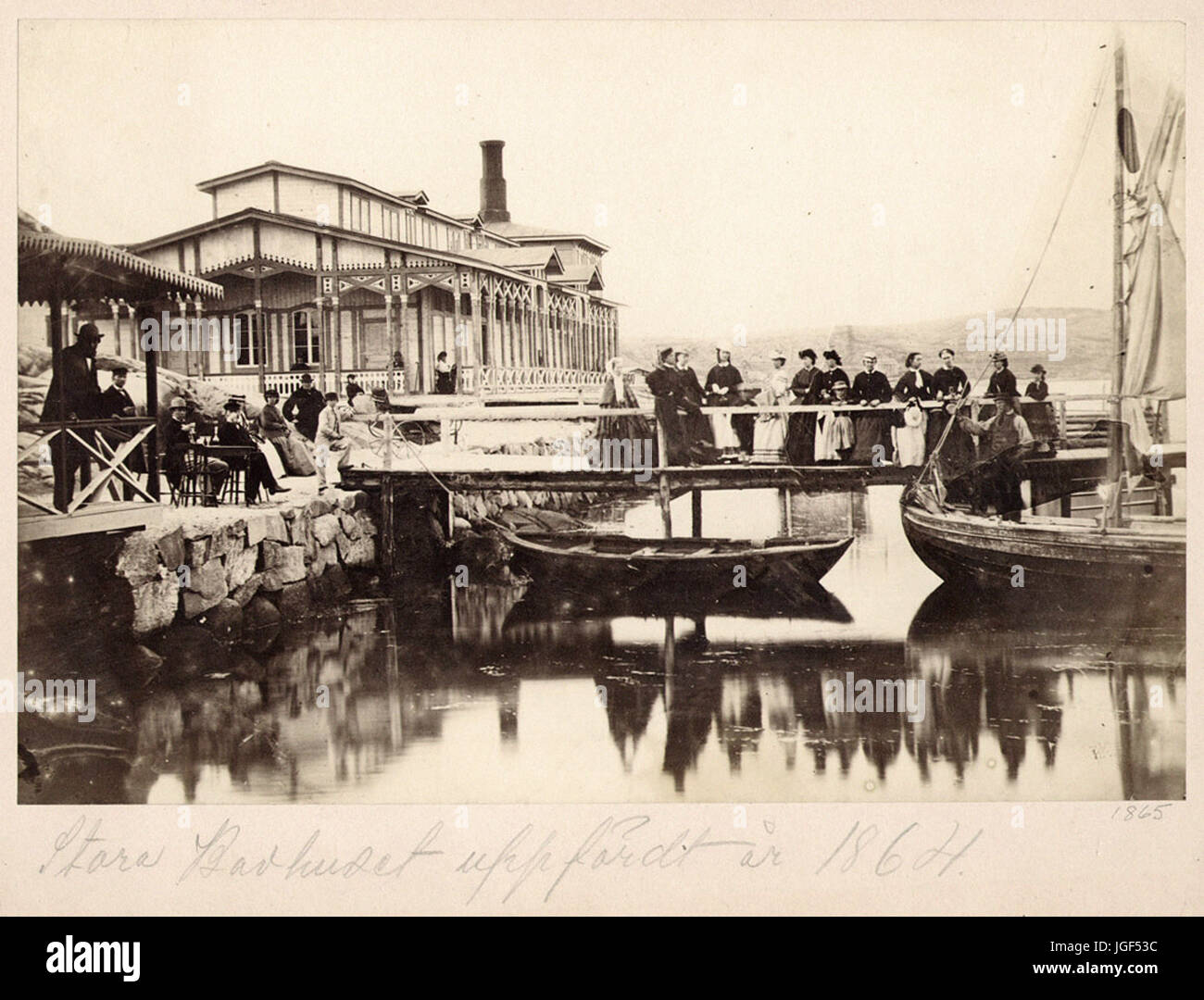 Carl Curman - People at the Big Bathhouse, Lysekil, Sweden Stock Photo ...