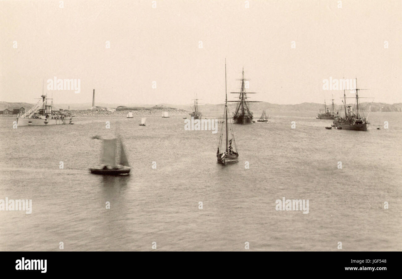 Carl Curman - Sailboats and warships, Lysekil, Sweden Stock Photo - Alamy