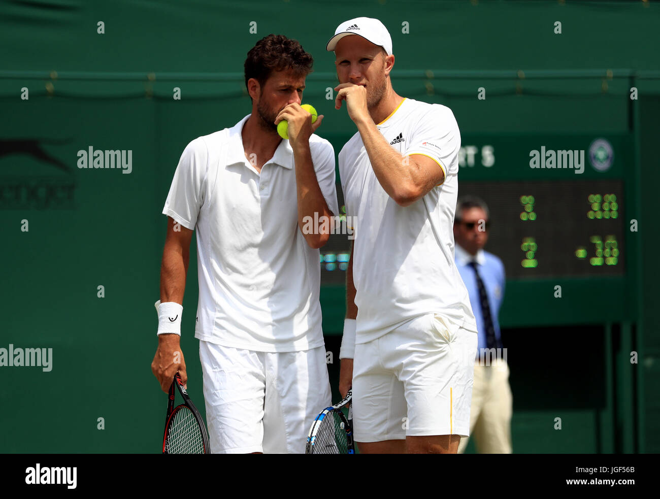 Dominic Inglot (right) and Robin Haase in action during their Men's ...