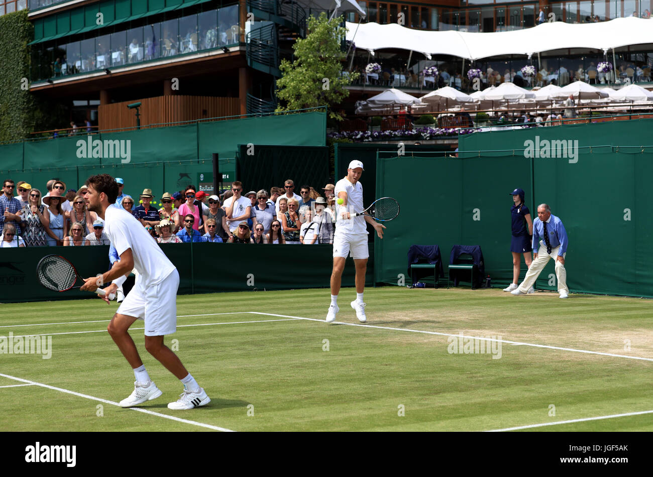 Dominic Inglot (right) and Robin Haase in action during their Men's ...