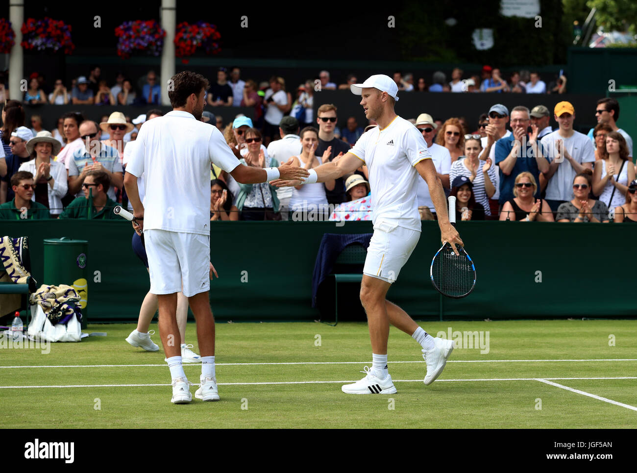 Dominic Inglot (right) and Robin Haase in action during their Men's ...