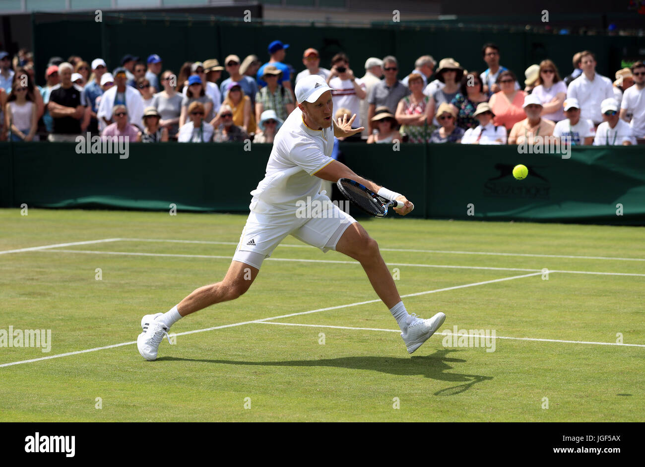 Dominic Inglot in action during his Men's Doubles match with Robin ...