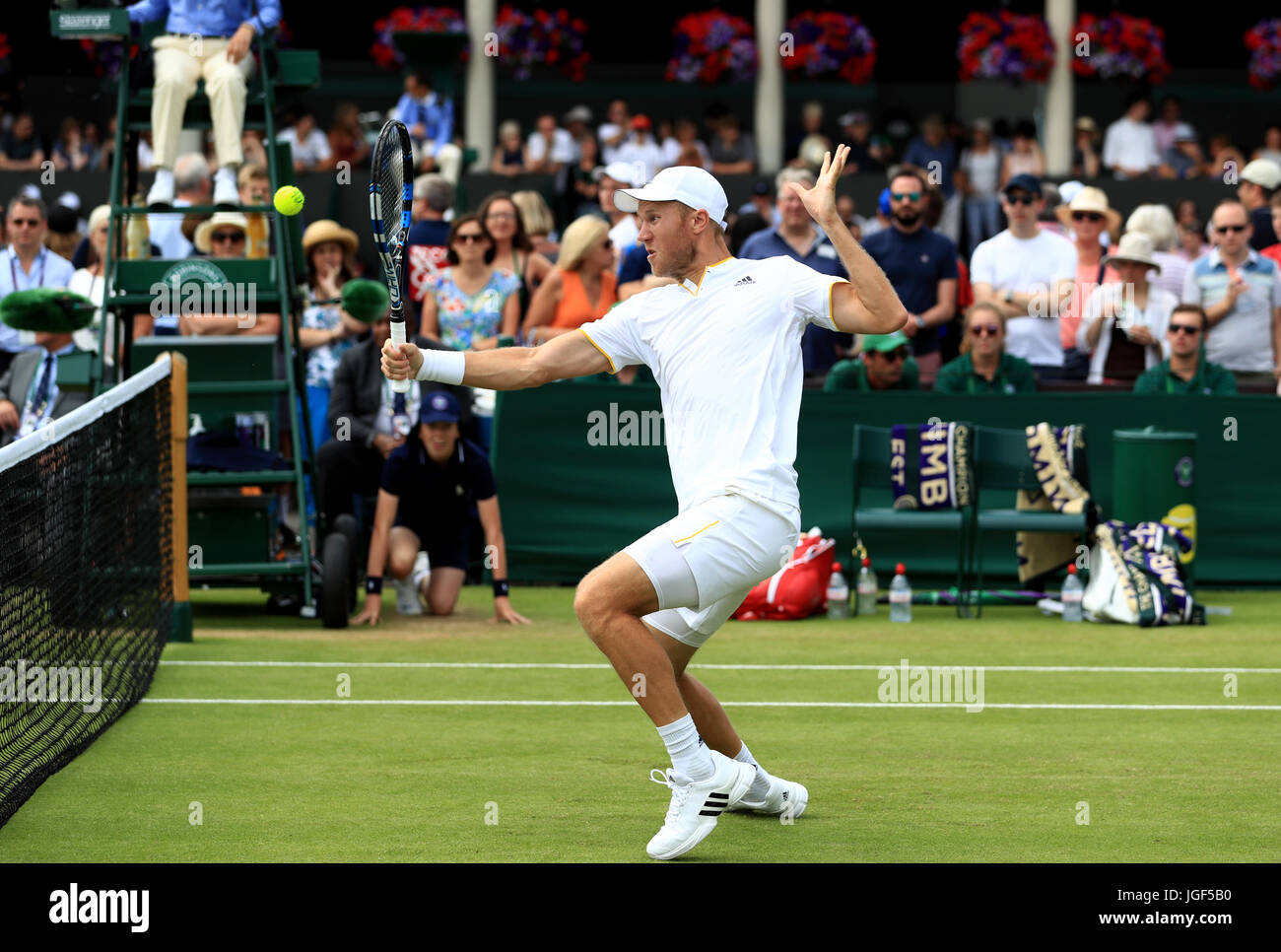 Dominic Inglot in action during his Men's Doubles match with Robin ...