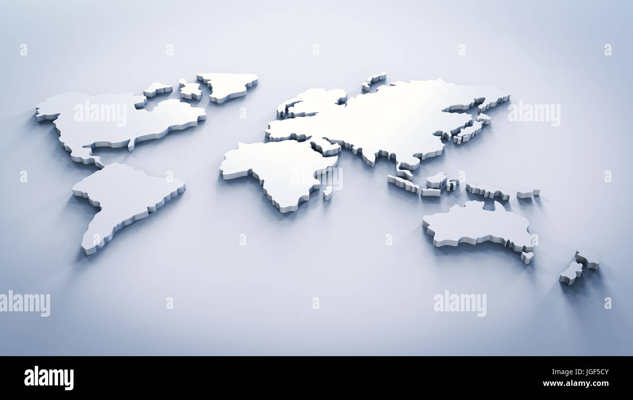 3d rendering white world map Stock Photo - Alamy