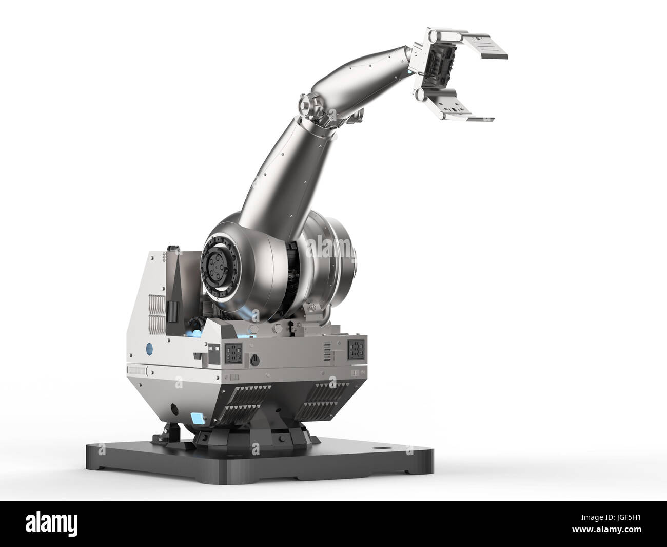 3d rendering metal robotic arm on white background Stock Photo - Alamy