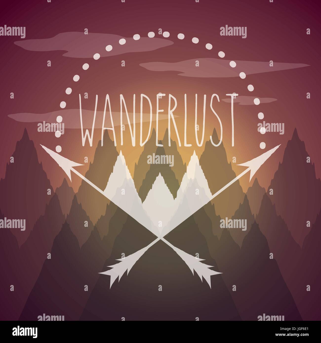 wanderlust aventure with landscape and explorer nature vector illustration Stock Vector Image ...