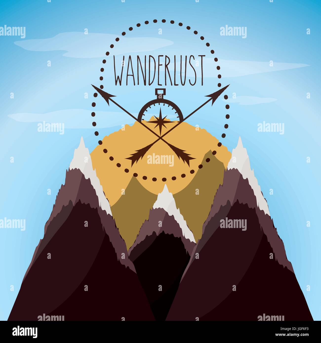 wanderlust aventure with landscape and explorer nature vector ...