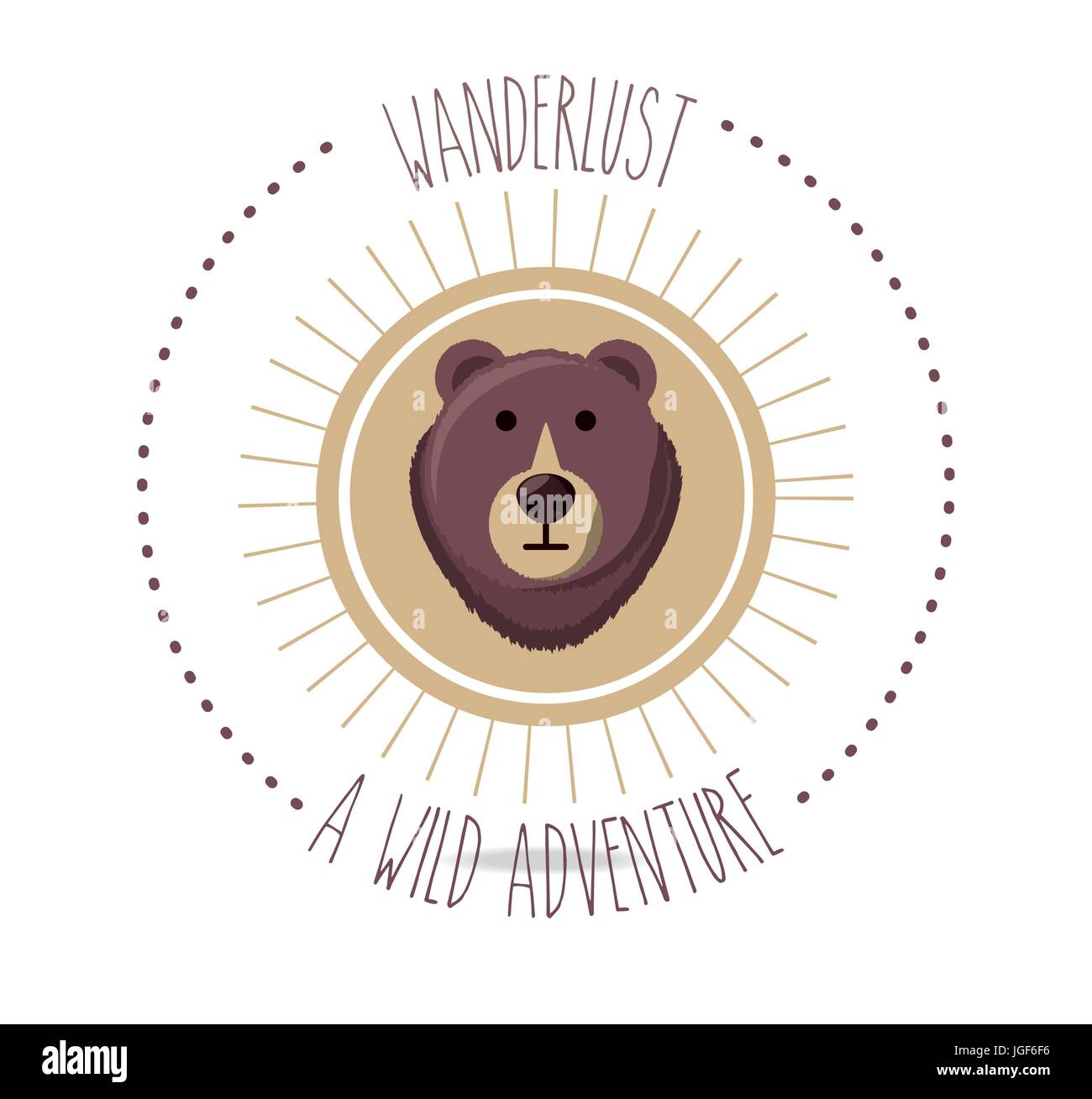 wanderlust with bear wild animal to aventure vector illustration Stock ...