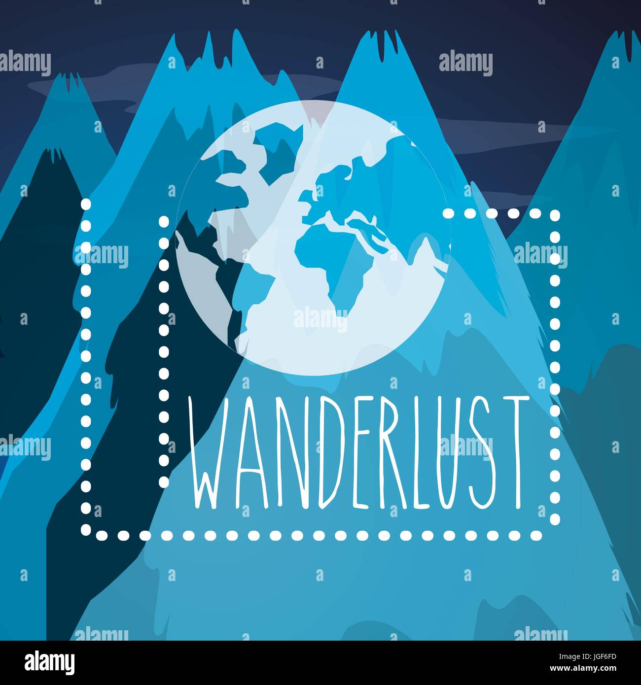 wanderlust aventure with landscape and explorer nature vector ...