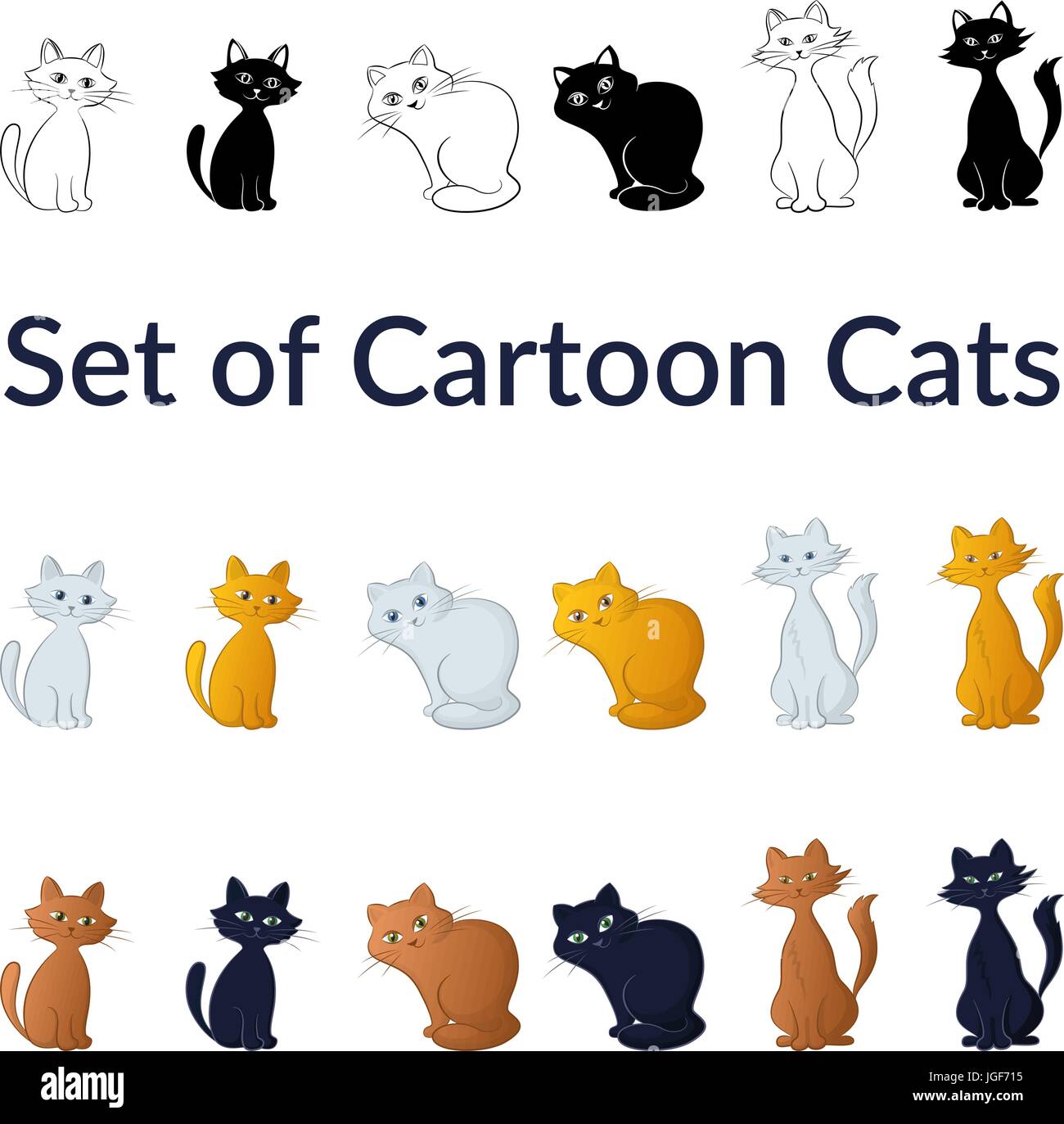 Set of Cartoon Cats Stock Vector Image & Art - Alamy