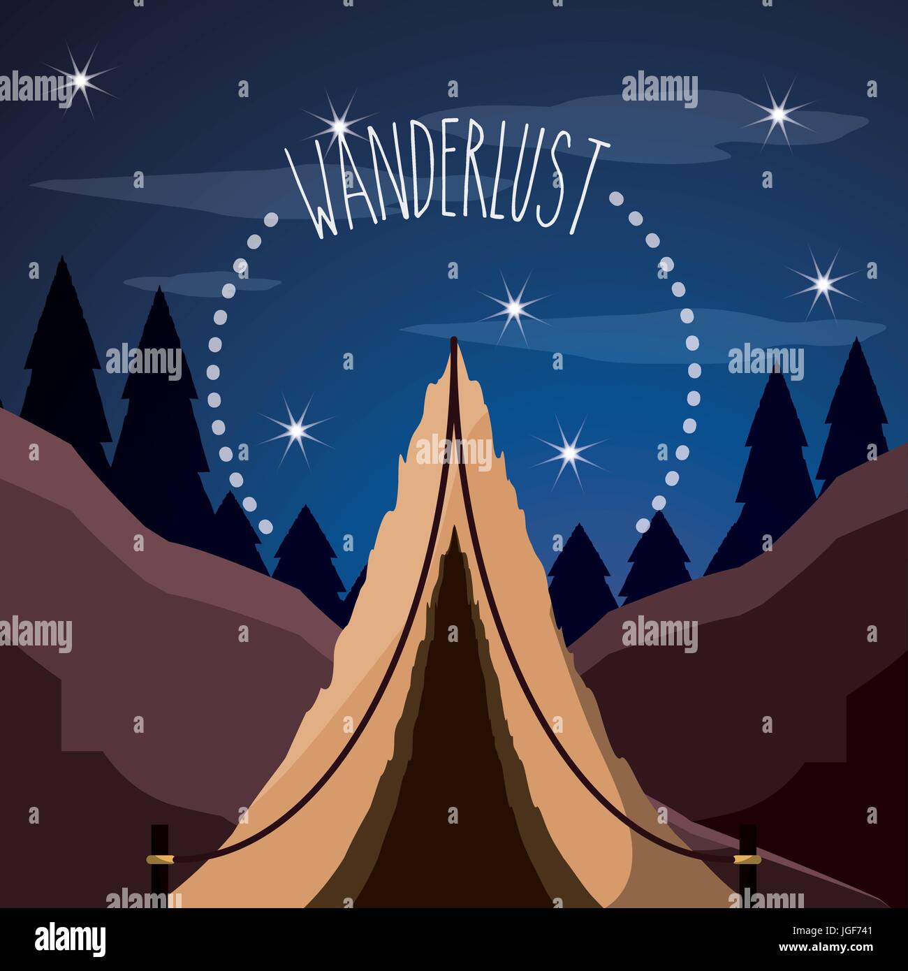 wanderlust aventure with landscape and explorer nature vector illustration Stock Vector Image ...