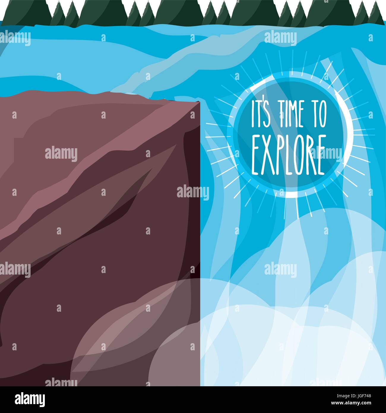 wanderlust aventure with landscape and explorer nature vector ...