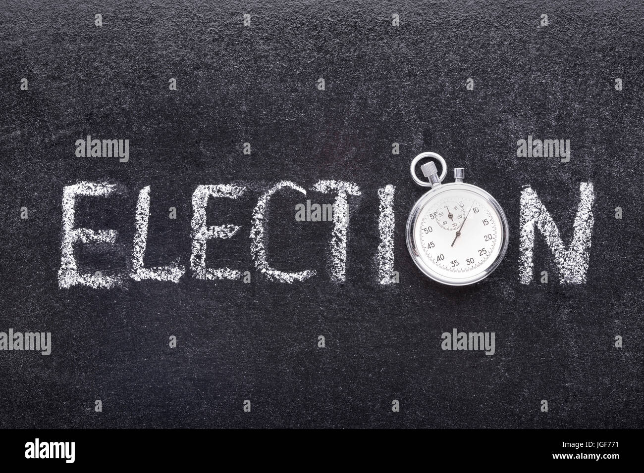 election word handwritten on chalkboard with vintage precise stopwatch ...