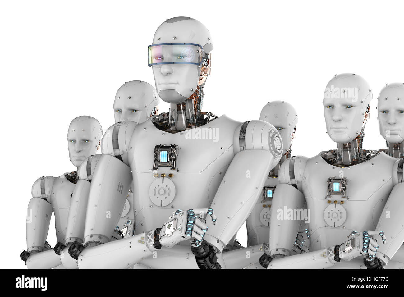 3d rendering android robot leader with team Stock Photo - Alamy