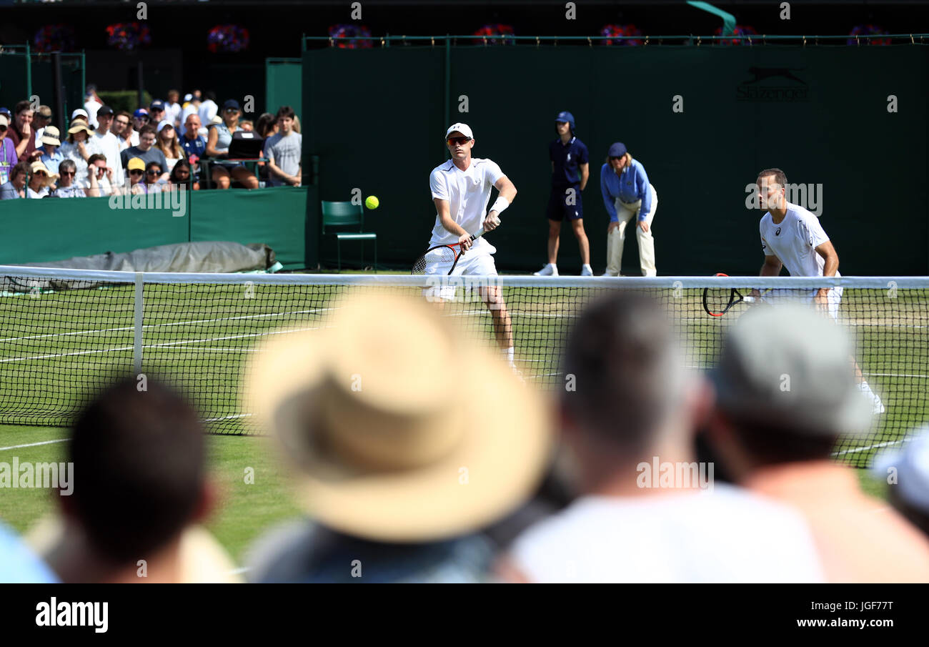 Jamie Murray (left) in action during his Men's doubles match with ...