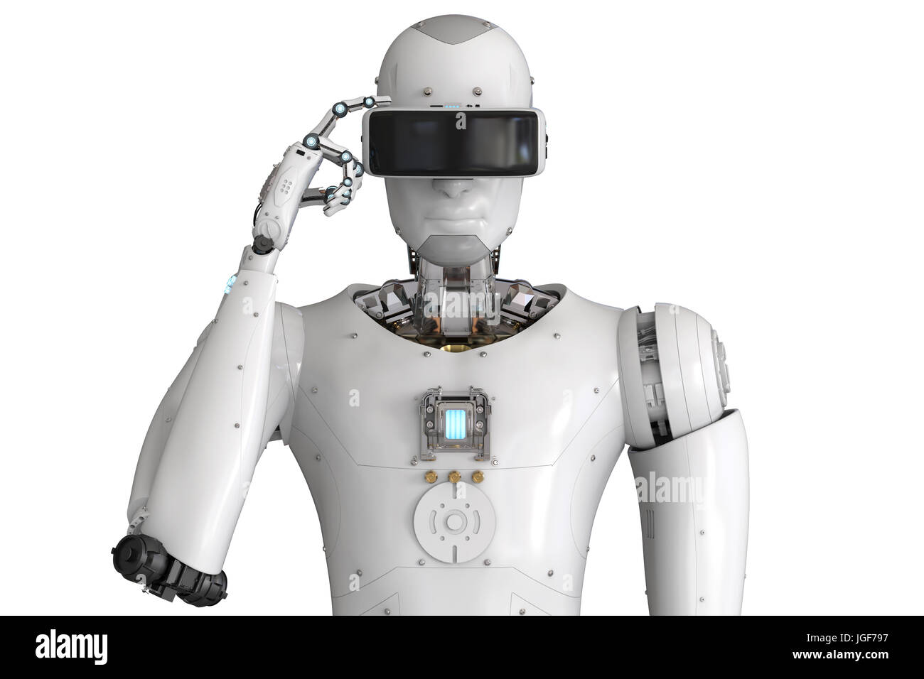 3d rendering android robot wearing vr headset Stock Photo - Alamy