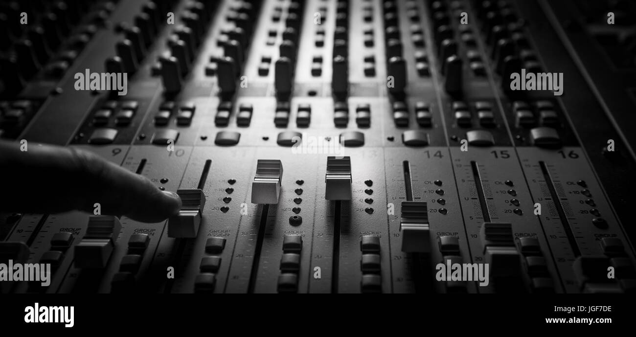 Sound music mixer control panel and light scene Stock Photo - Alamy