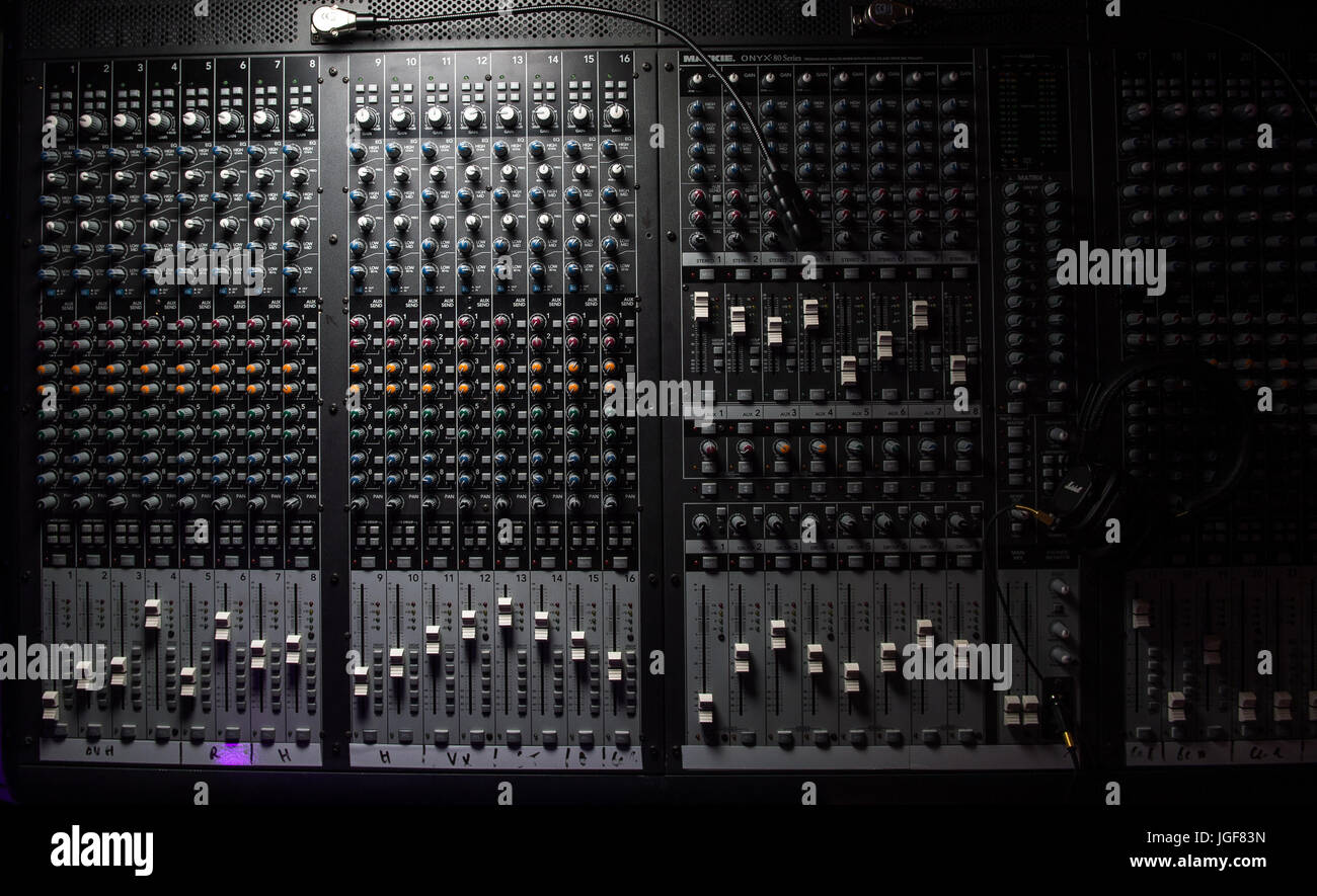 Sound music mixer control panel and light scene Stock Photo - Alamy