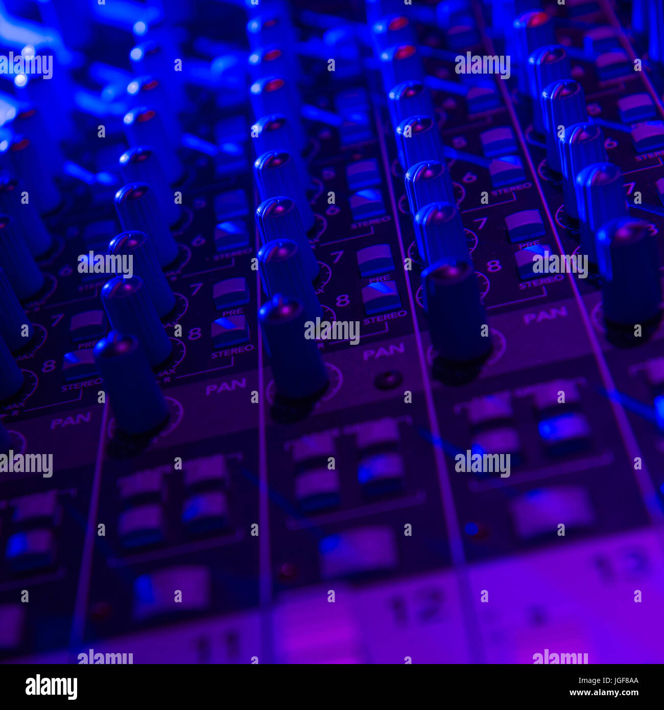 Sound music mixer control panel and light scene Stock Photo - Alamy