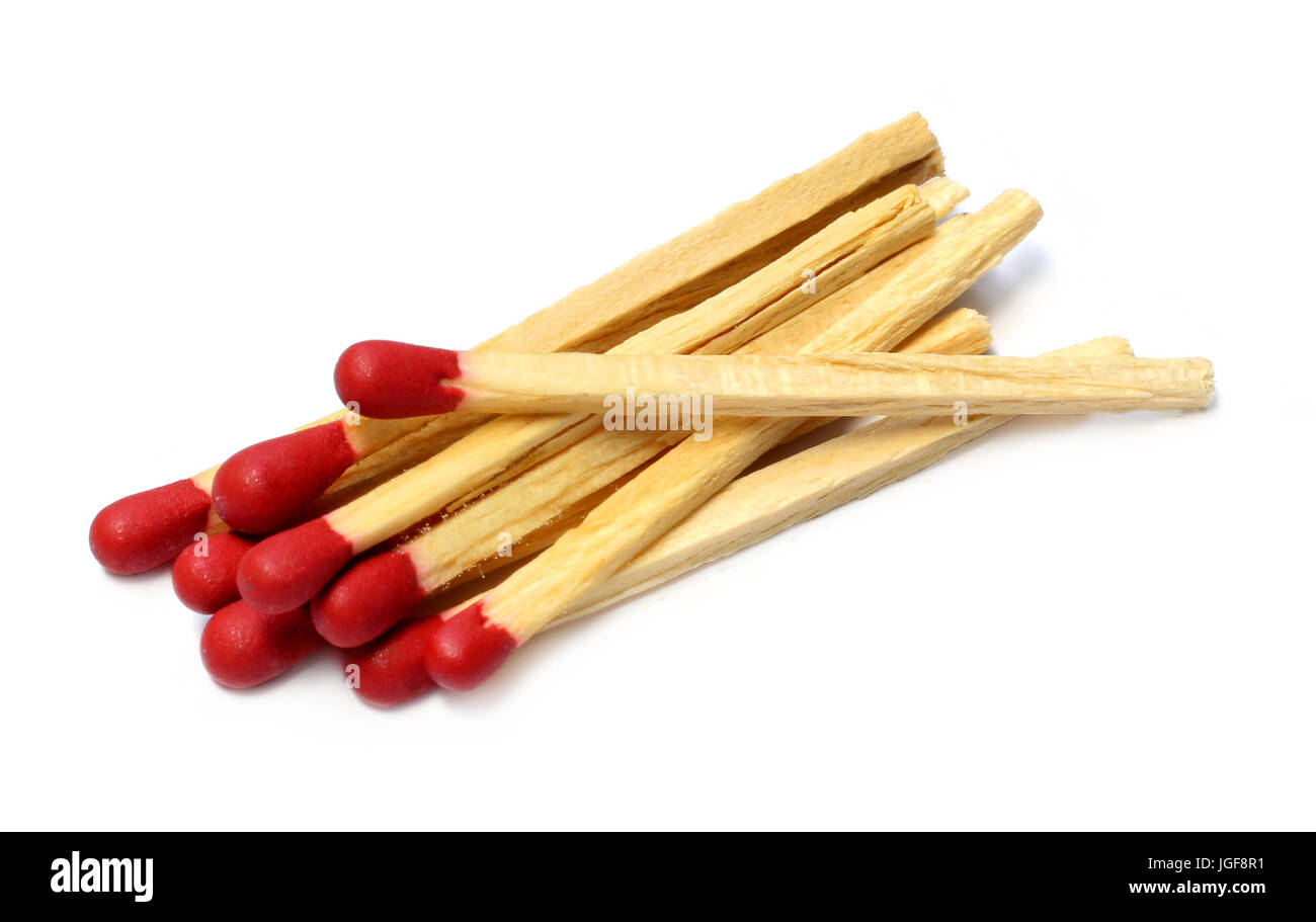 Red head match stick on white background Stock Photo - Alamy