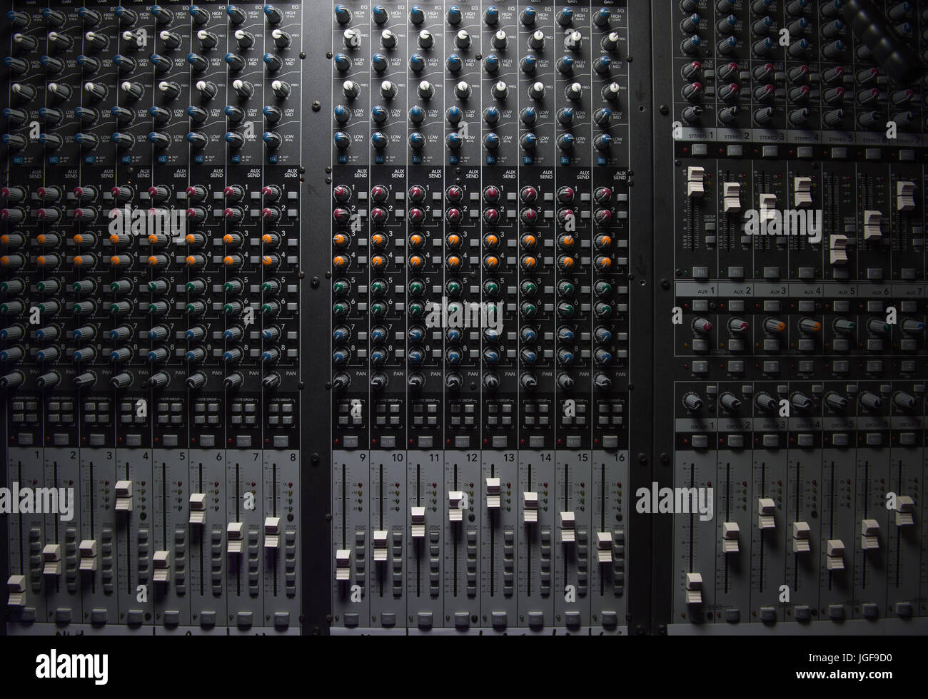 Sound music mixer control panel and light scene Stock Photo - Alamy