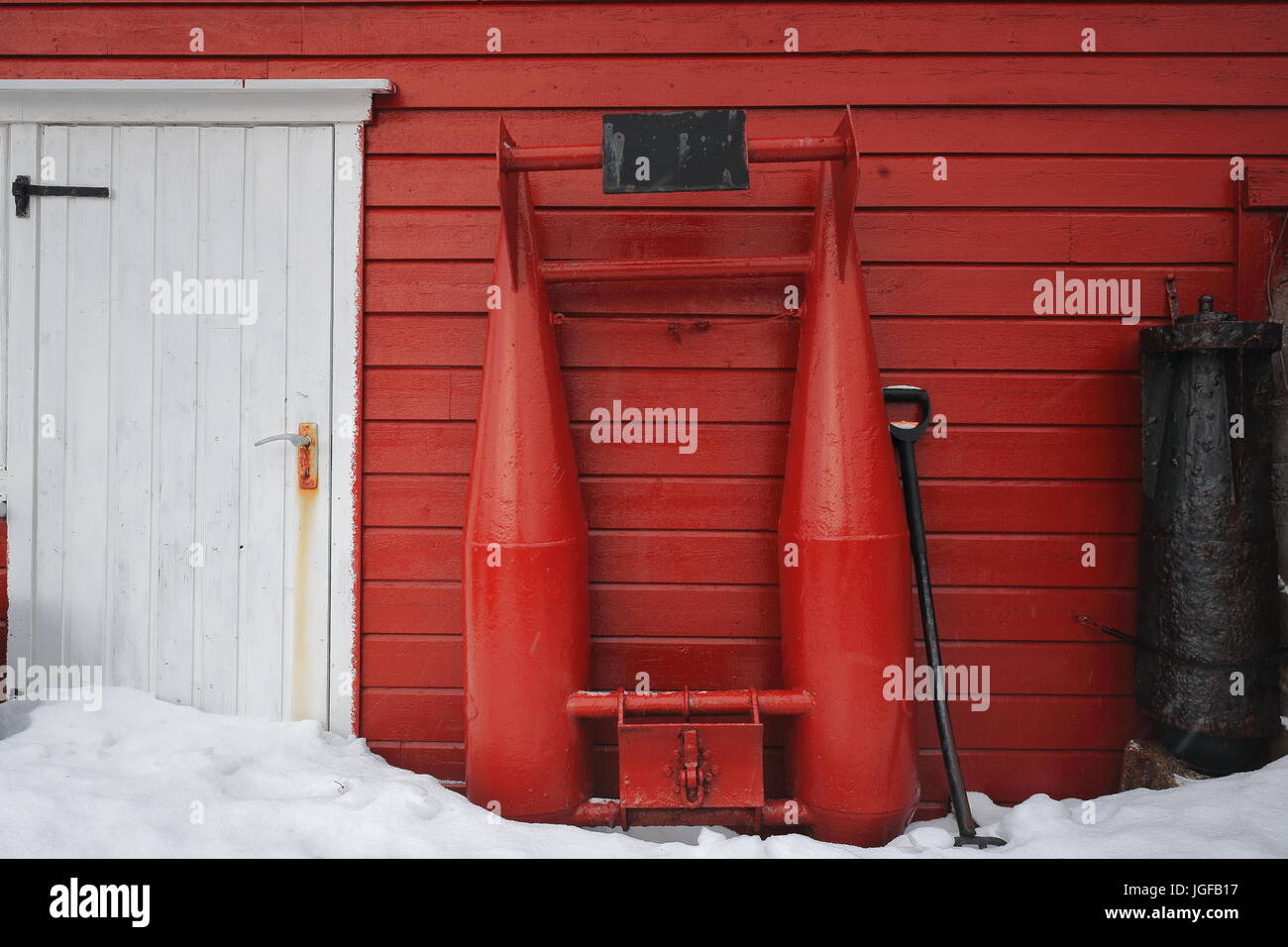 Red painted double bomb and black single bomb eccentrically decorating ...