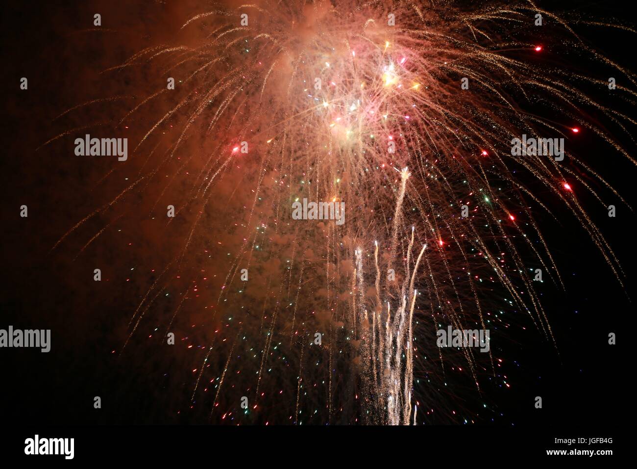 Fireworks in Multiple Bursts of Various Colors on the Fourth of July ...