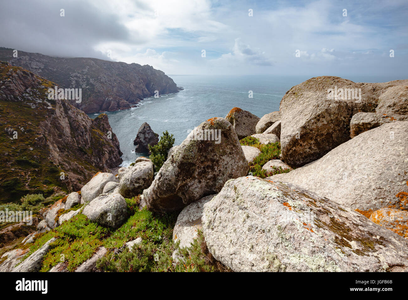 A view of the Atlantic Ocean and rocks from Cape Rock Stock Photo - Alamy