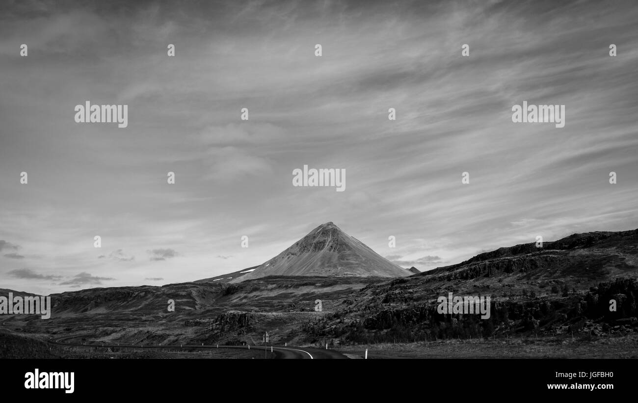 Volcano with clouds Black and White Stock Photos & Images - Alamy