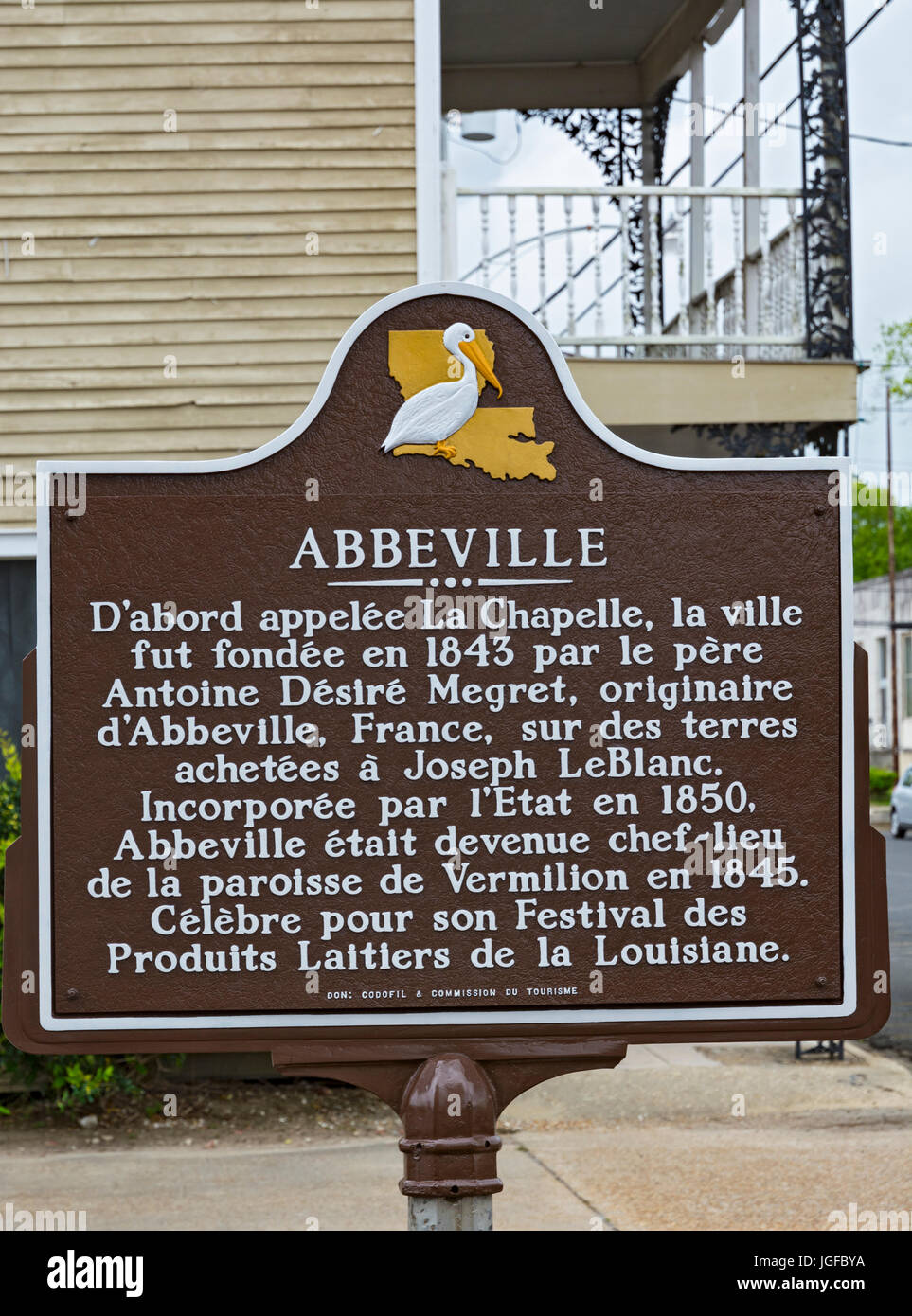Louisiana, Abbeville, Vermilion Parish, historic information sign in ...