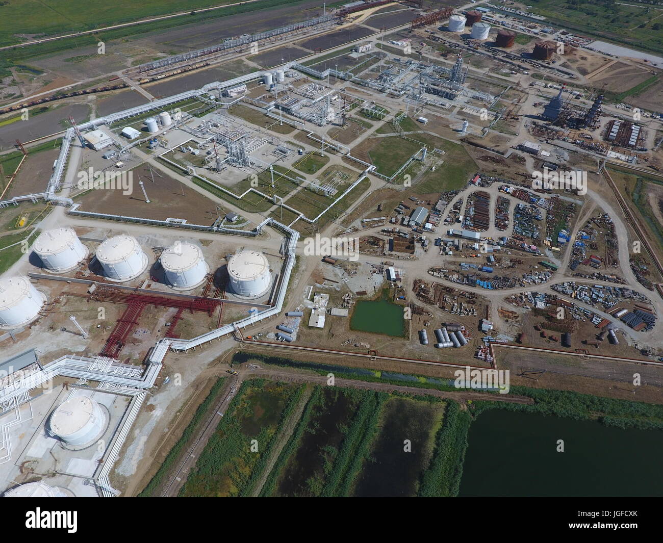 Refinery. Ready-to-use areas with equipment and equipment under ...