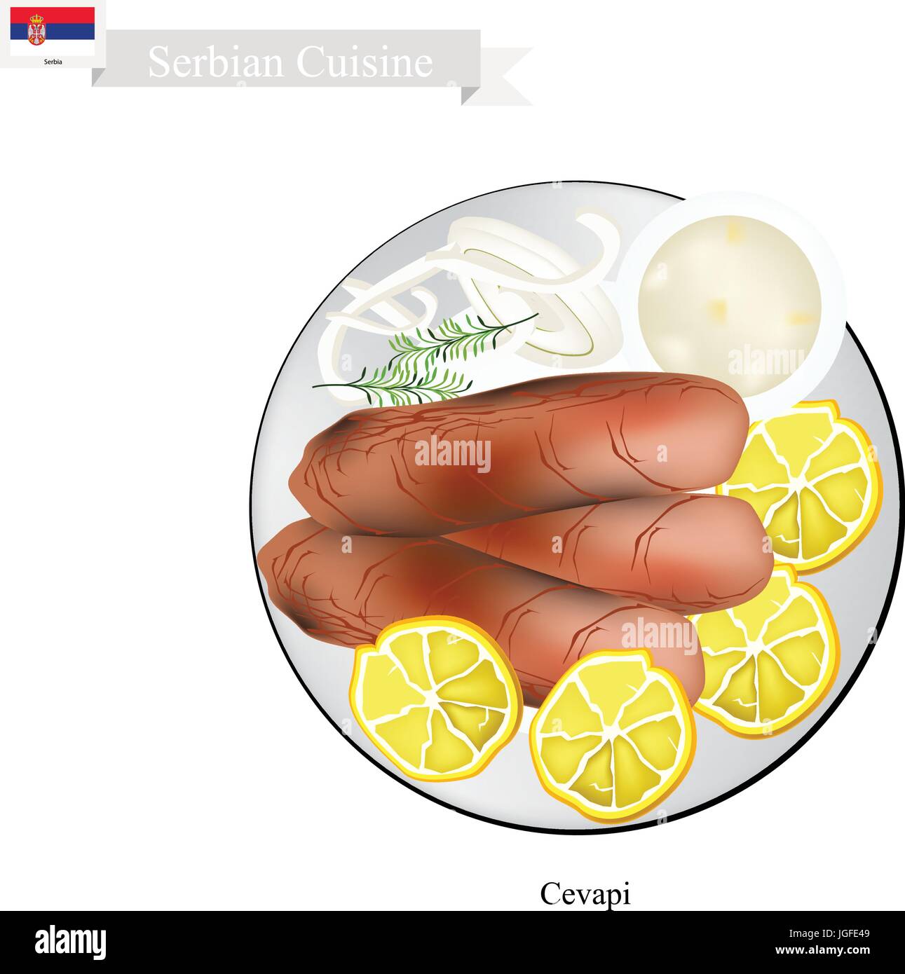 Serbian Cuisine, Illustration of Cevapi or Traditional Charcoal Grilled ...