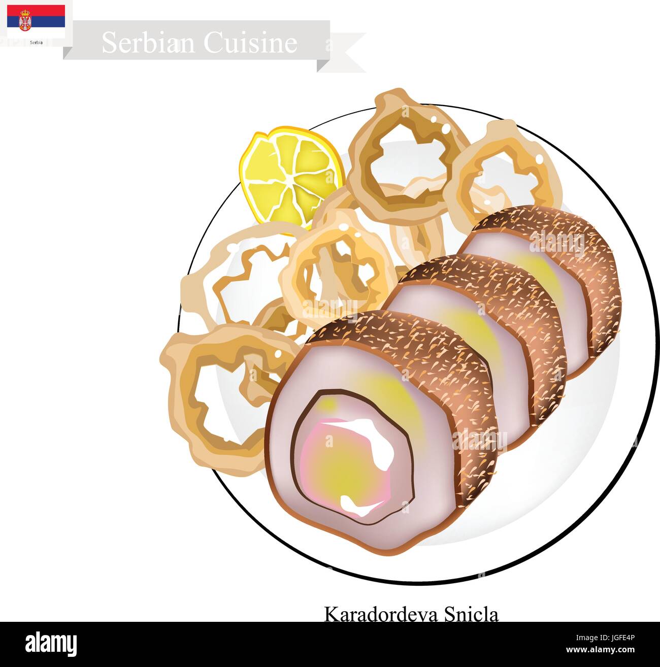 Serbian Cuisine, Karadordeva Snicla or Traditional Bread Rolled Veal or ...