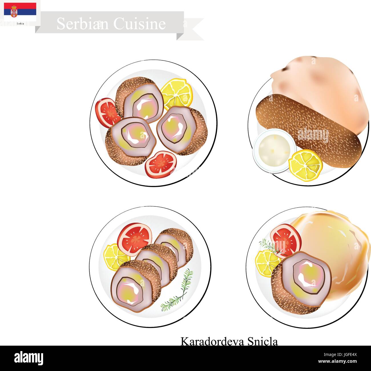 Serbian Cuisine, Karadordeva Snicla or Traditional Bread Rolled Veal or ...