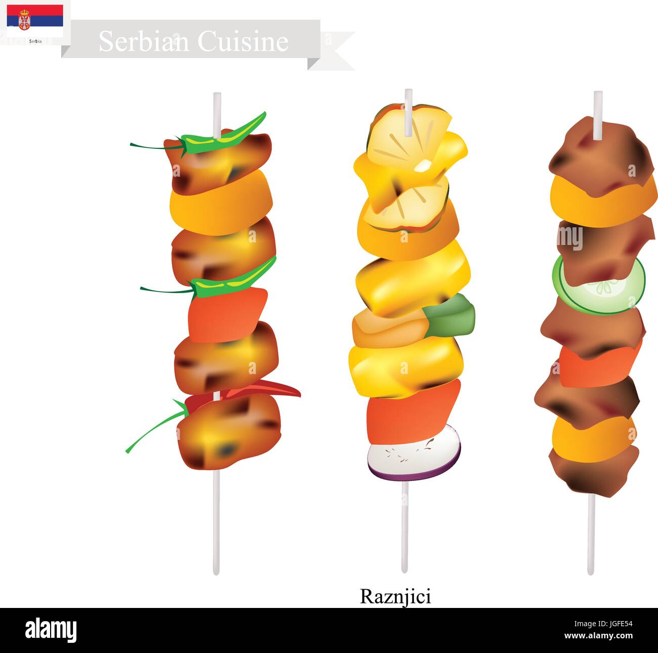 Serbian Cuisine, Raznjici or Traditional Grilled Beef, Pork, Lamb ...