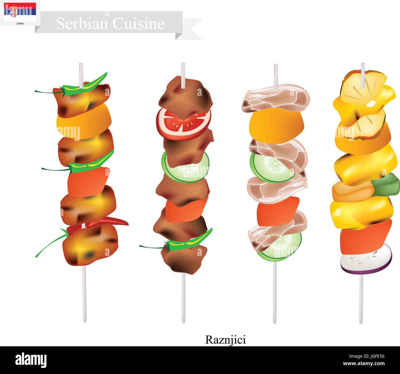 Serbian Cuisine, Raznjici or Traditional Grilled Beef, Pork, Lamb ...