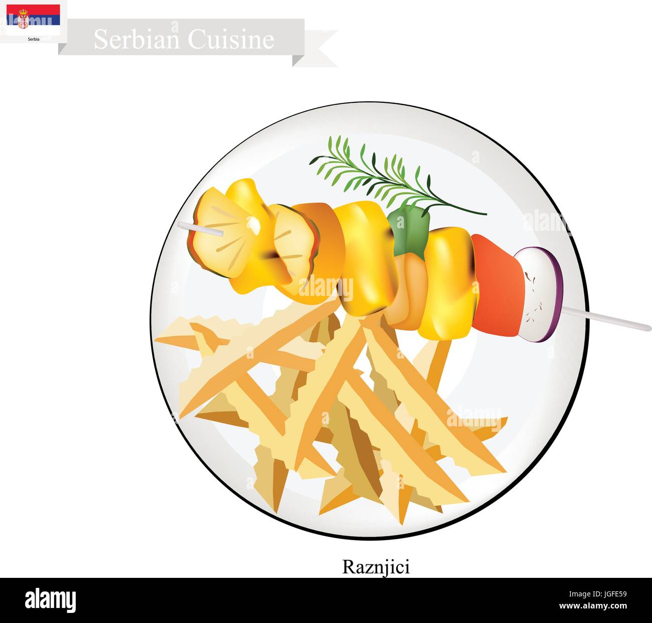 Serbian Cuisine, Raznjici or Traditional Grilled Meat Barbecue on ...