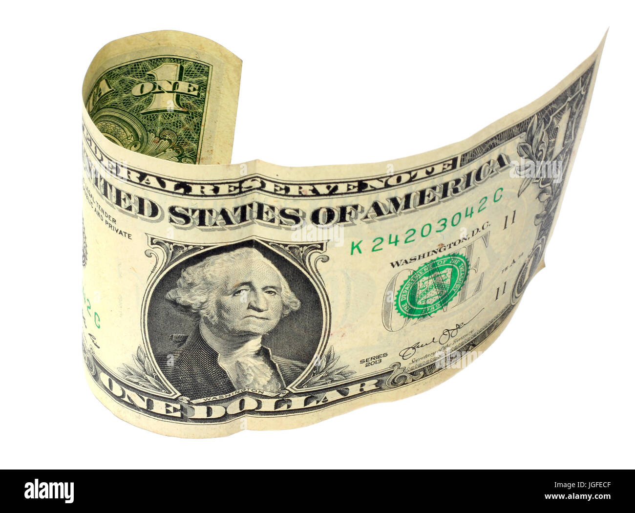 One dollar note on white background Stock Photo - Alamy