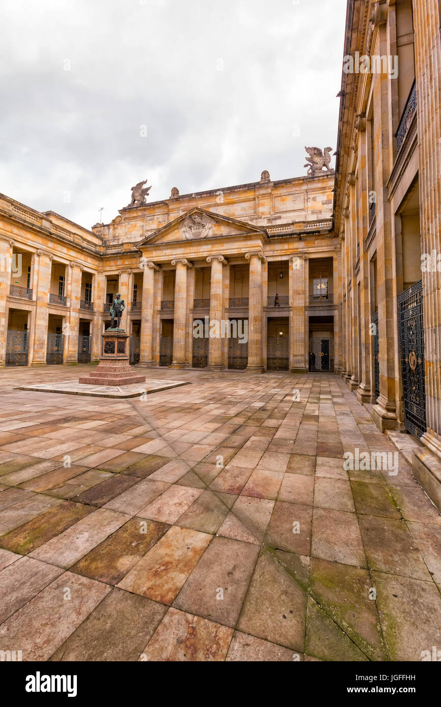 Portrait Side view of the interior of the Capitolio Nacional in Bogota ...