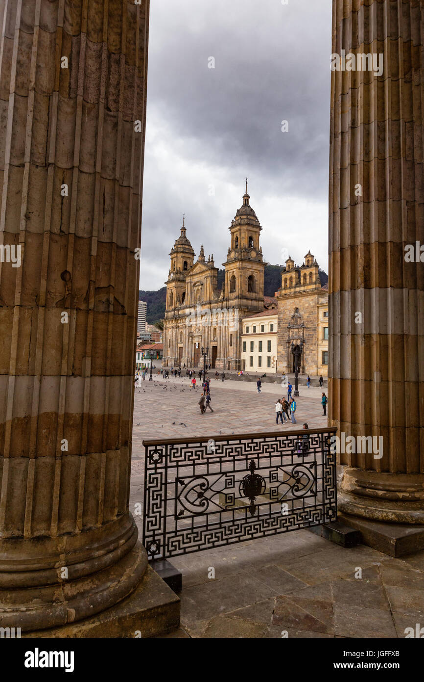 BOGOTA, COLOMBIA - JUNE 14: View of the central cathedral in Bolivar ...