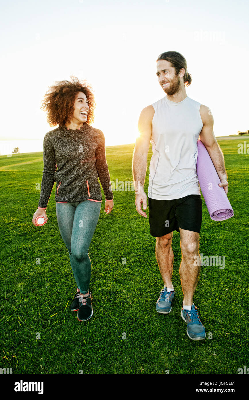 Woman exercise walking lens flare hi-res stock photography and images ...