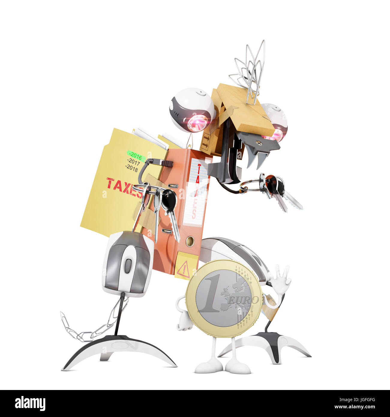 euro coin and tax monster, 3D rendering Stock Photo - Alamy