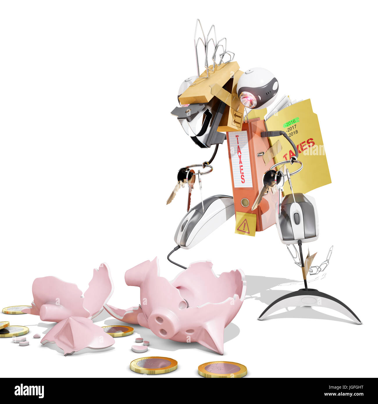 tax monsters eating a piggy bank, 3D rendering Stock Photo - Alamy