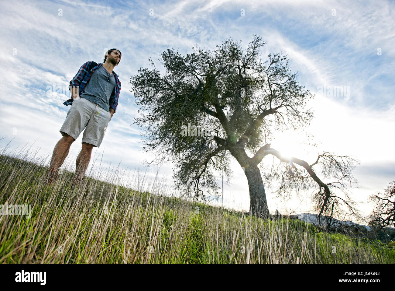 Young man standing low angle hi-res stock photography and images - Alamy