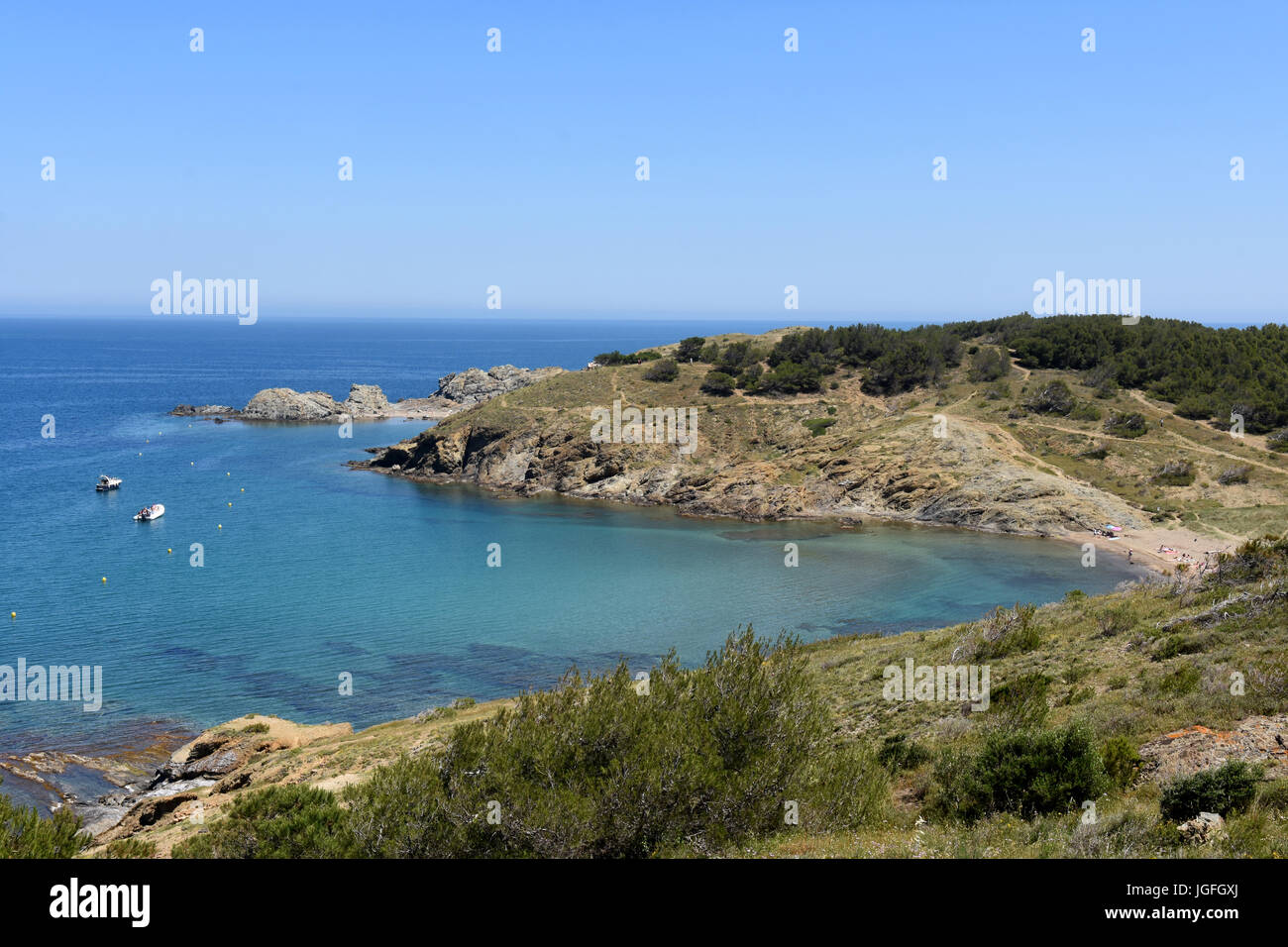 Beach of Cape Ras in Colera, Girona province, Costa Brava, Catalonia ...