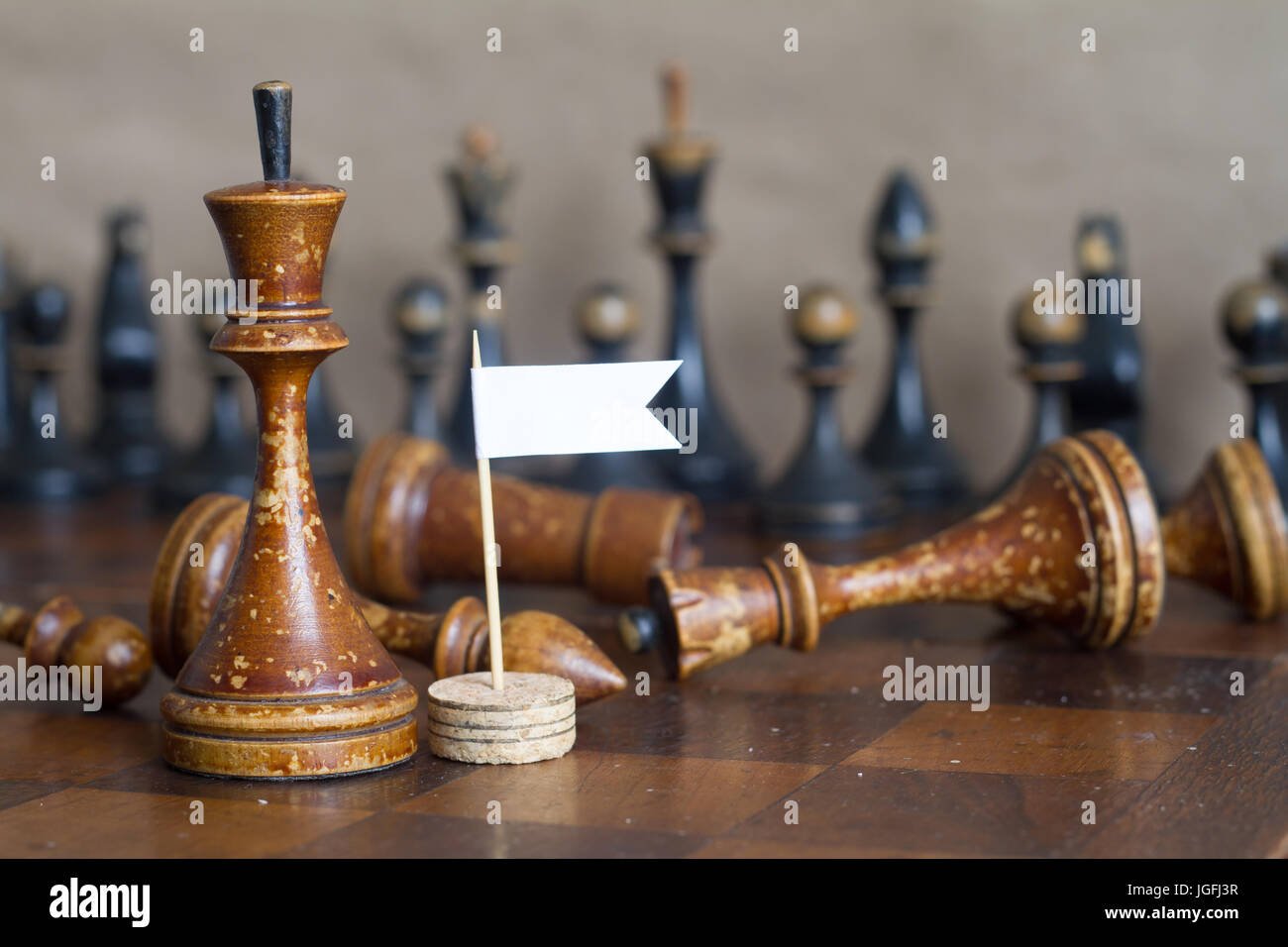 Ancient wooden chess pieces on an old chessboard Stock Photo - Alamy