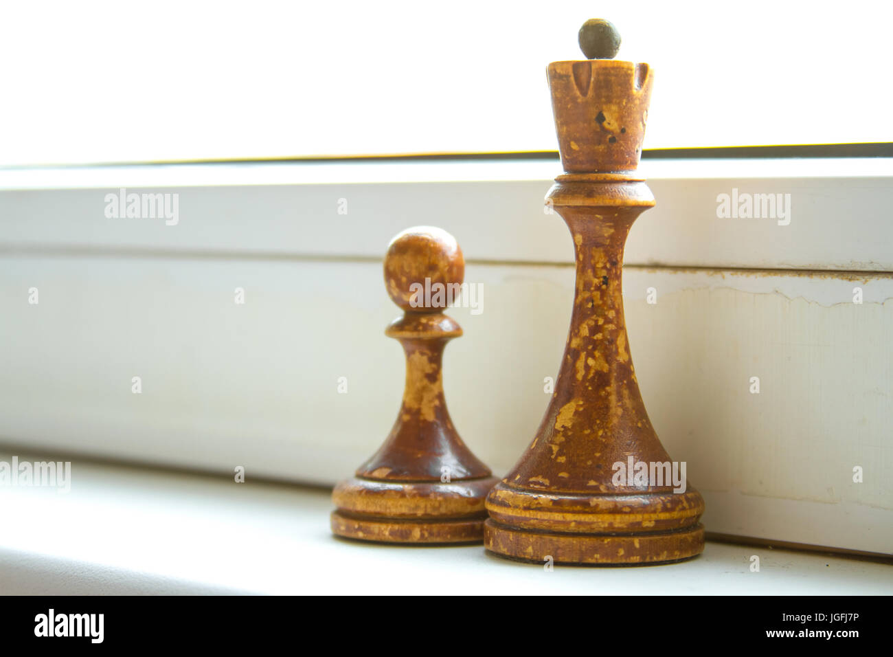 Old chess Board with wooden pieces on a white background Stock Photo ...