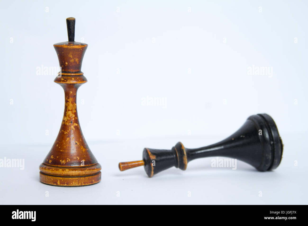Old chess Board with wooden pieces on a white background Stock Photo ...