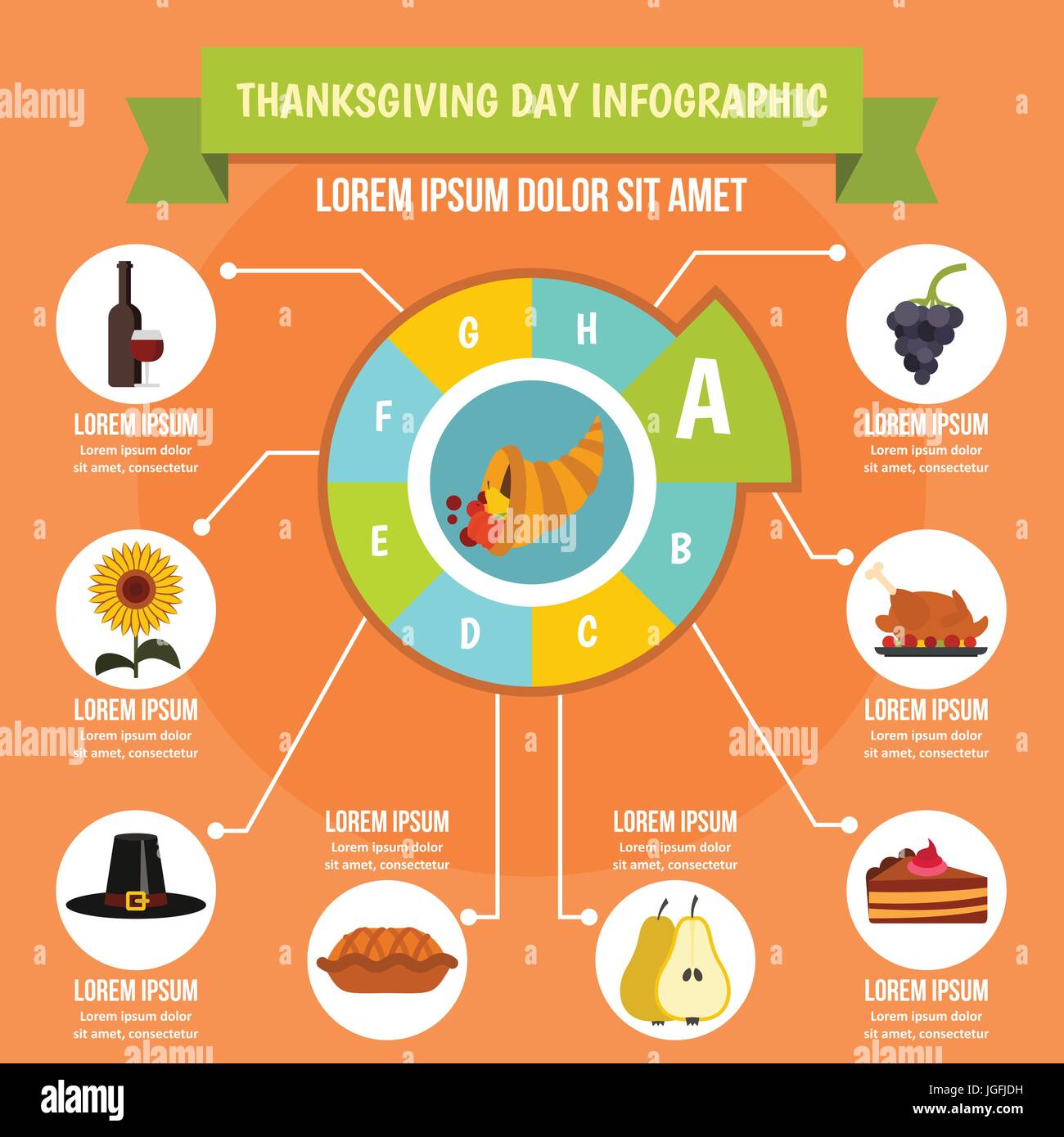 Thanksgiving Day infographic concept, flat style Stock Vector Image ...