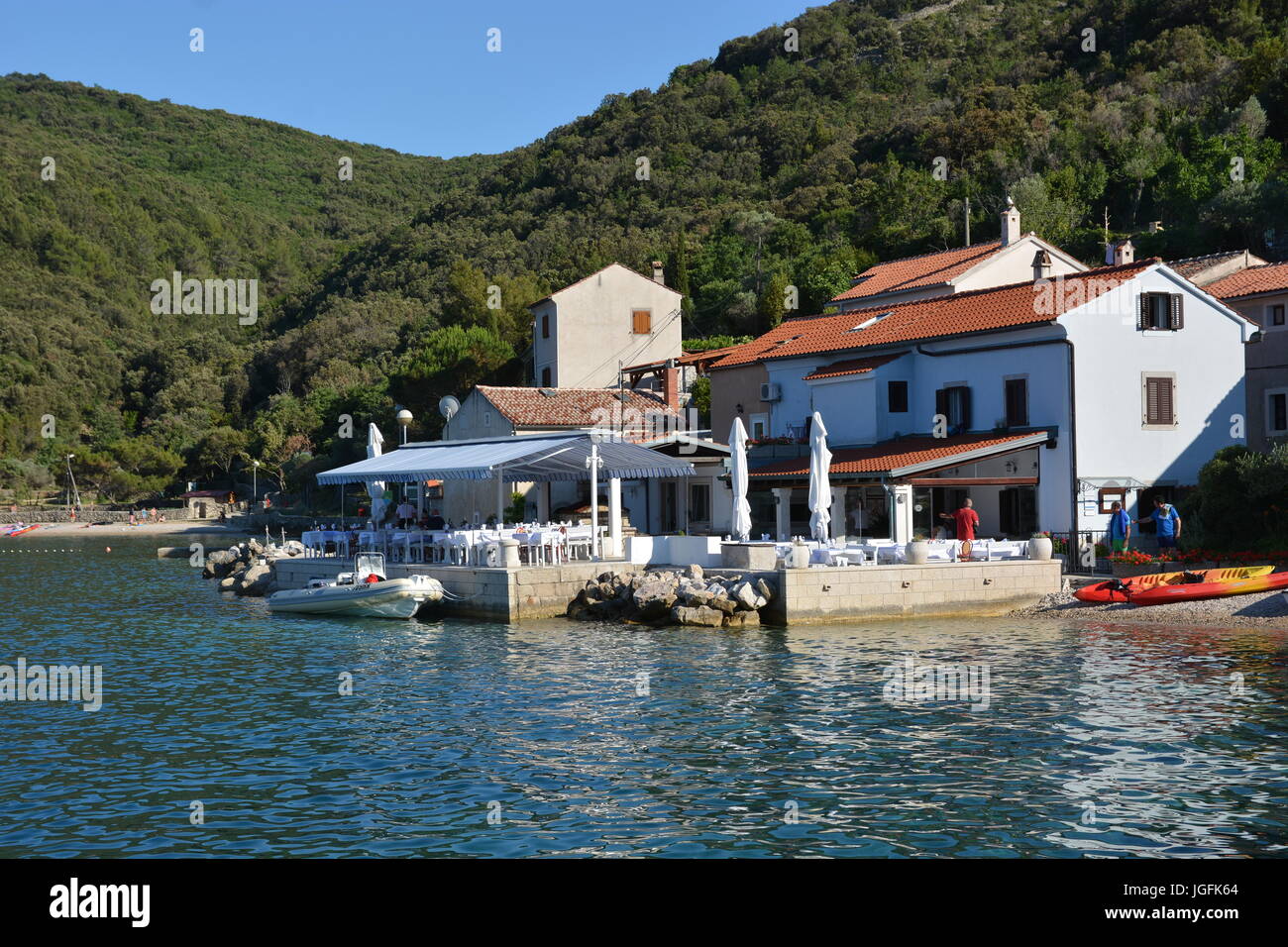 Valun, Croatia - June 18, 2017 - City of valun with boats and blue sky ...